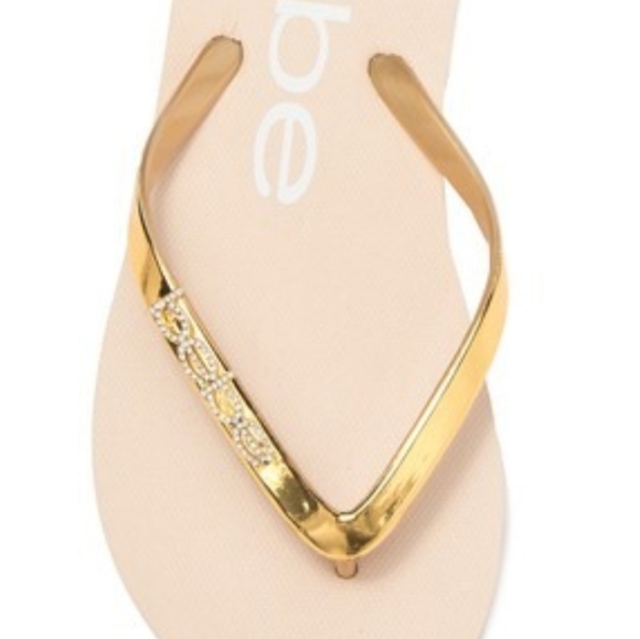 bebe | Shoes | New Bebe Gold And Sparkle Summer Flipflop Sandals | Poshmark